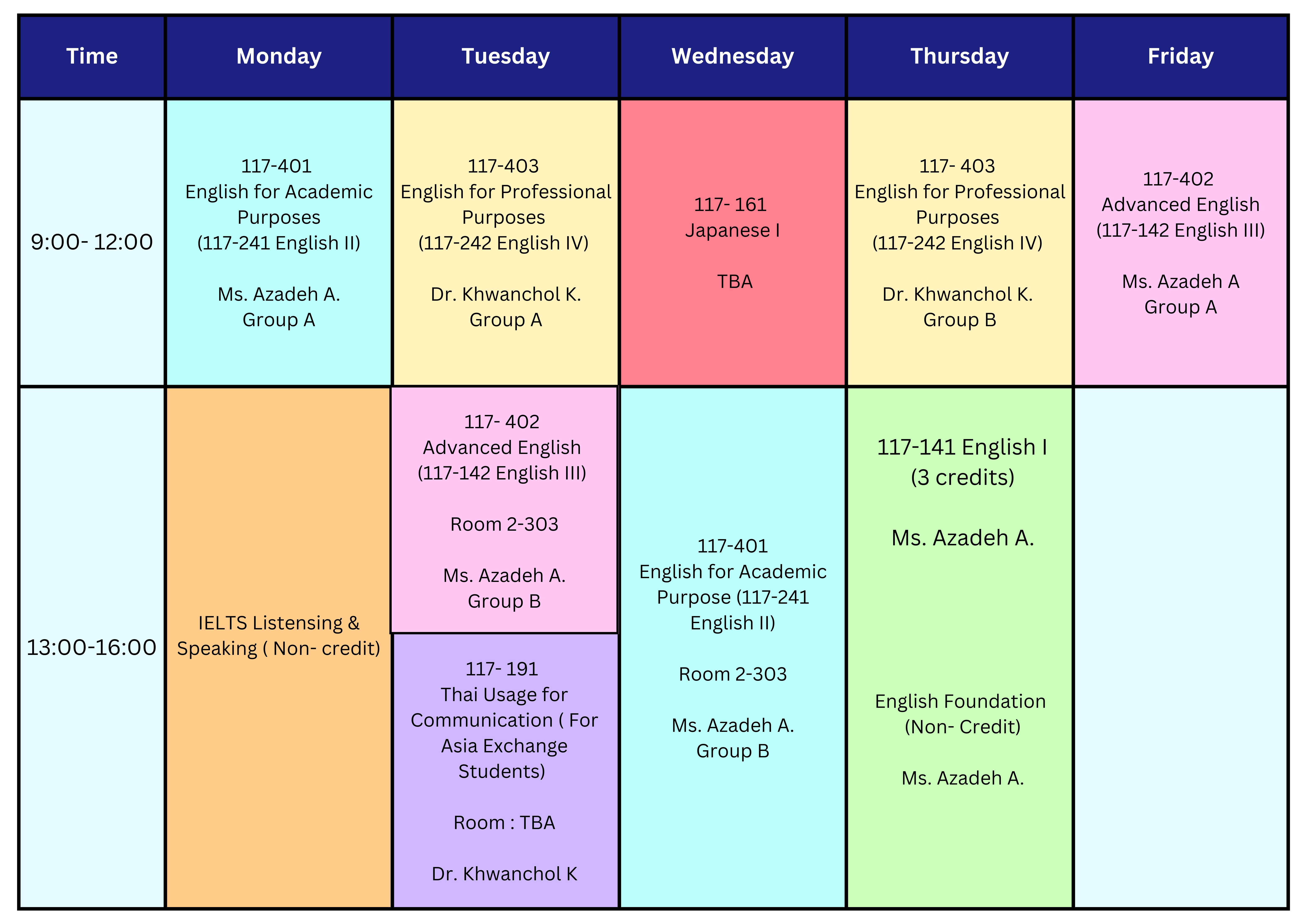 TimeTable – Language Center International College